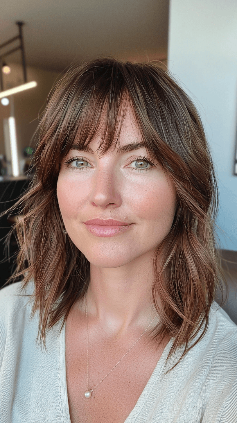 31 Head-Turning Medium Length Hairstyles with Bangs to Boost Your ...